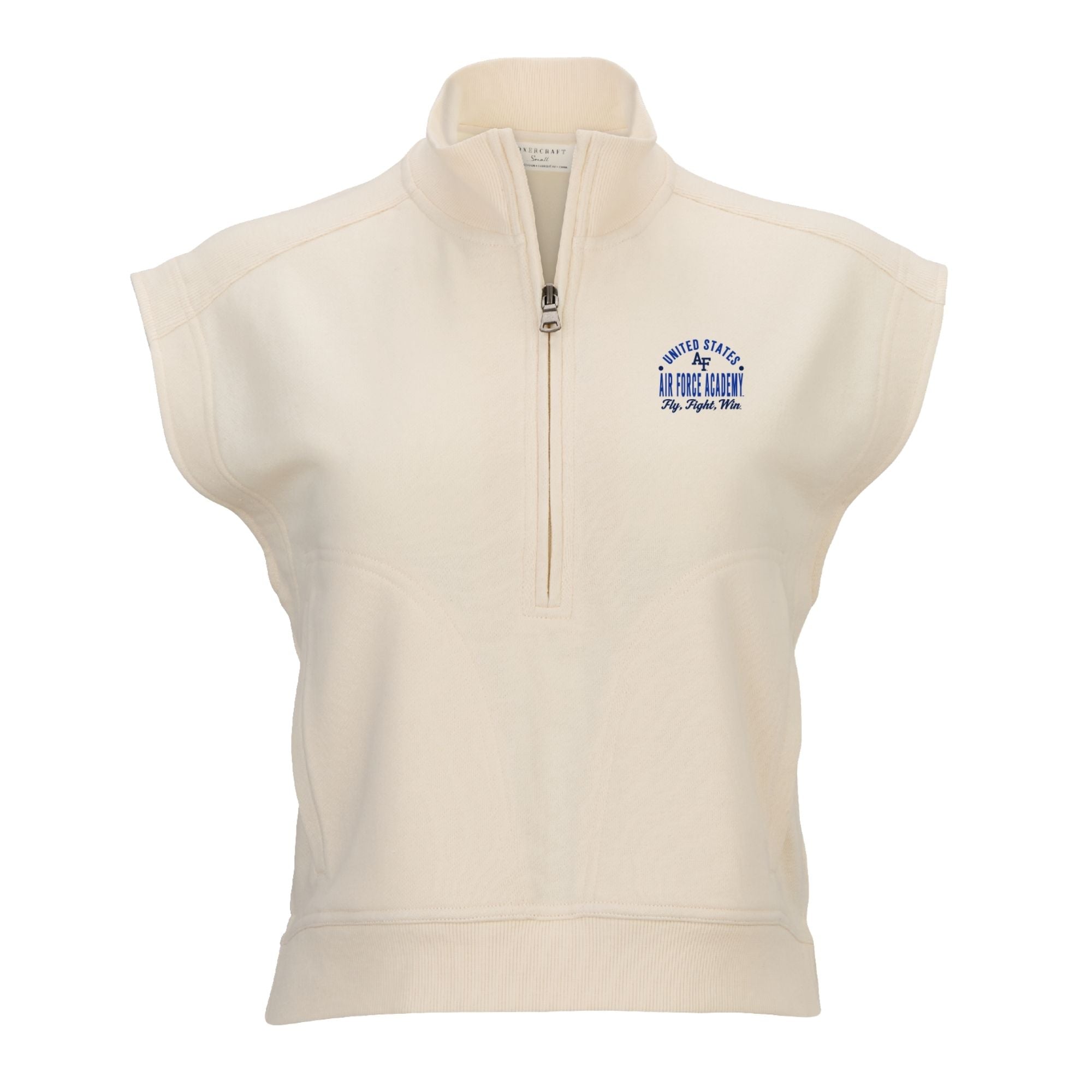 Ladies Sleeveless Terry Half-Zip Pullover Beige | USAFA Casual Wear ...